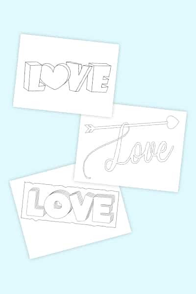 "Love" in Bubble Letters (3 Free Printables)