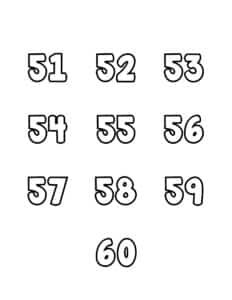 Free Printable Tracing Numbers: Bubble Numbers Set 41 to 50
