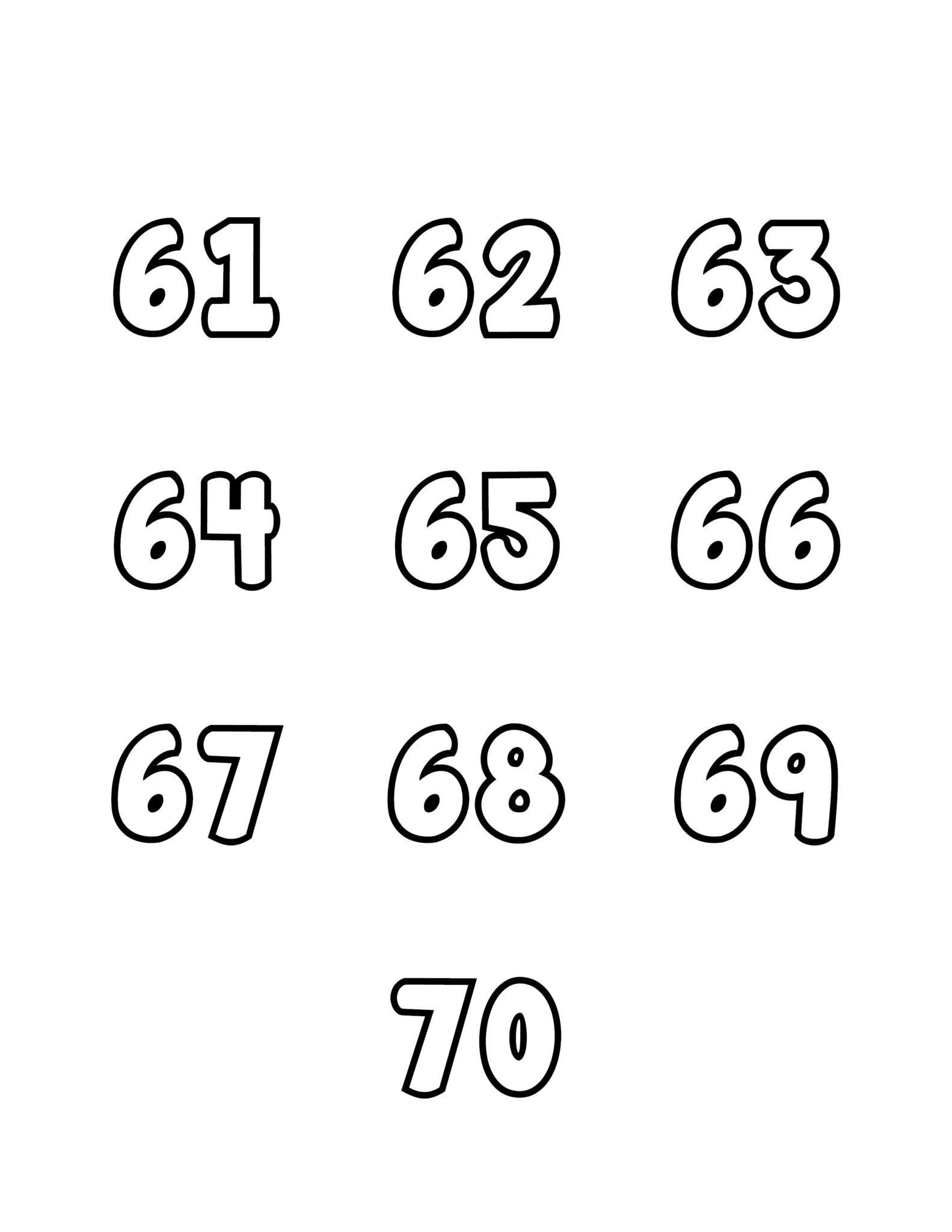 Free Printable Tracing Numbers: Bubble Numbers Set 41 to 50