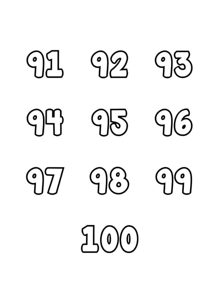 Free Printable Tracing Numbers: Bubble Numbers Set 41 to 50