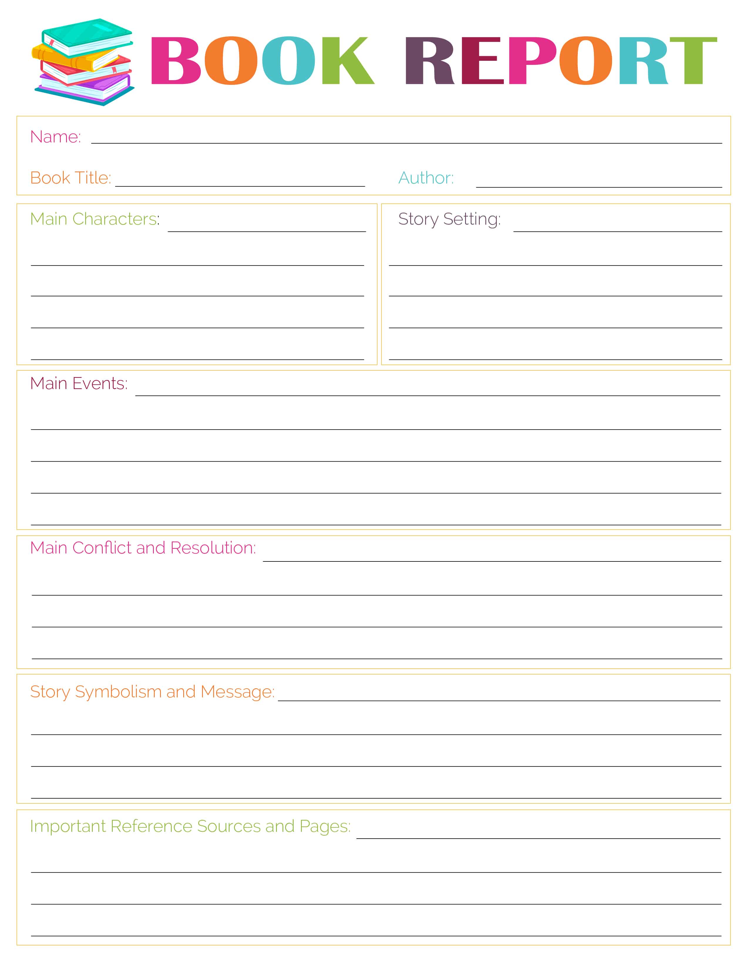 Book Report Template 21Th Grade