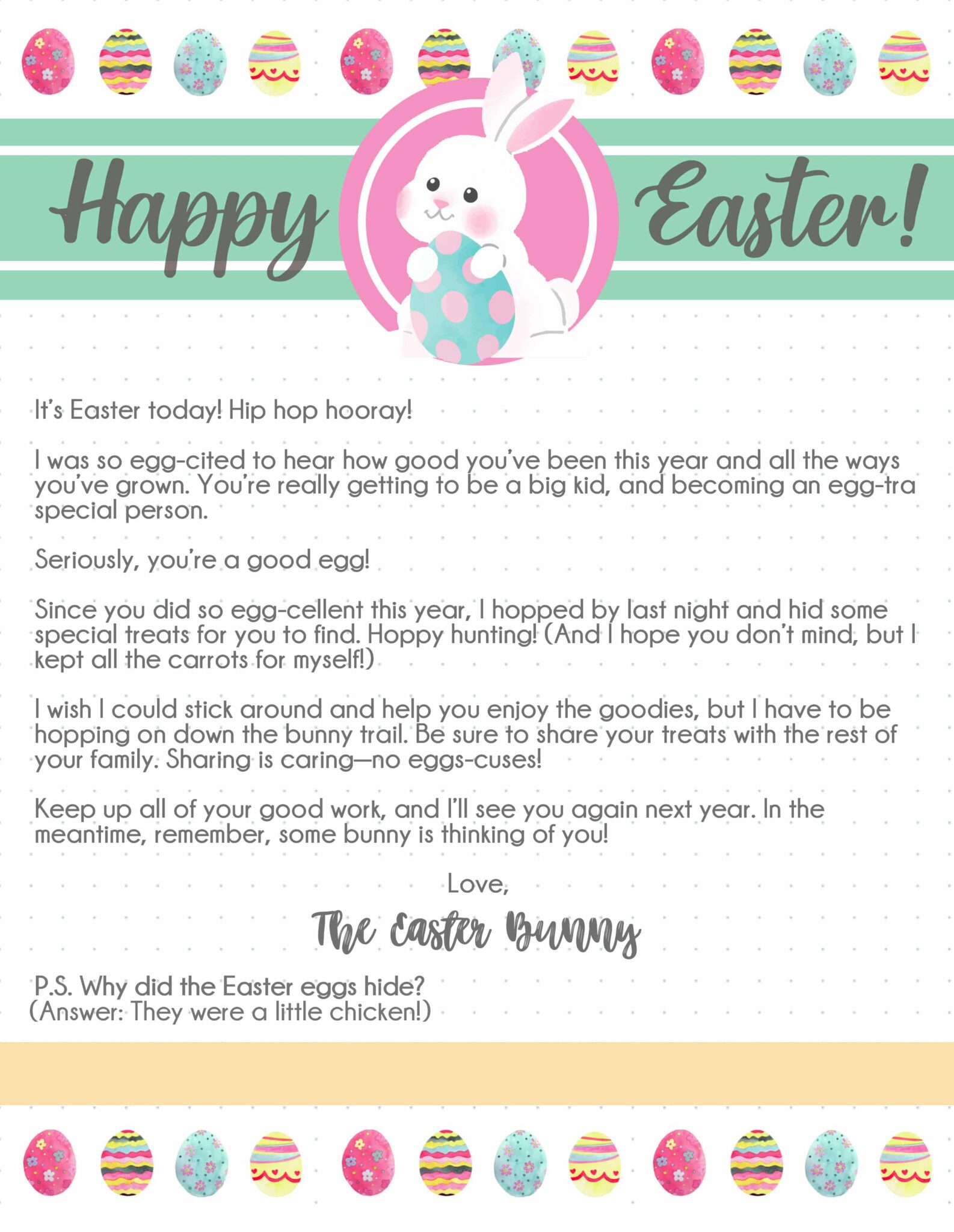 Free Printable Letter From Easter Bunny Printable Word Searches