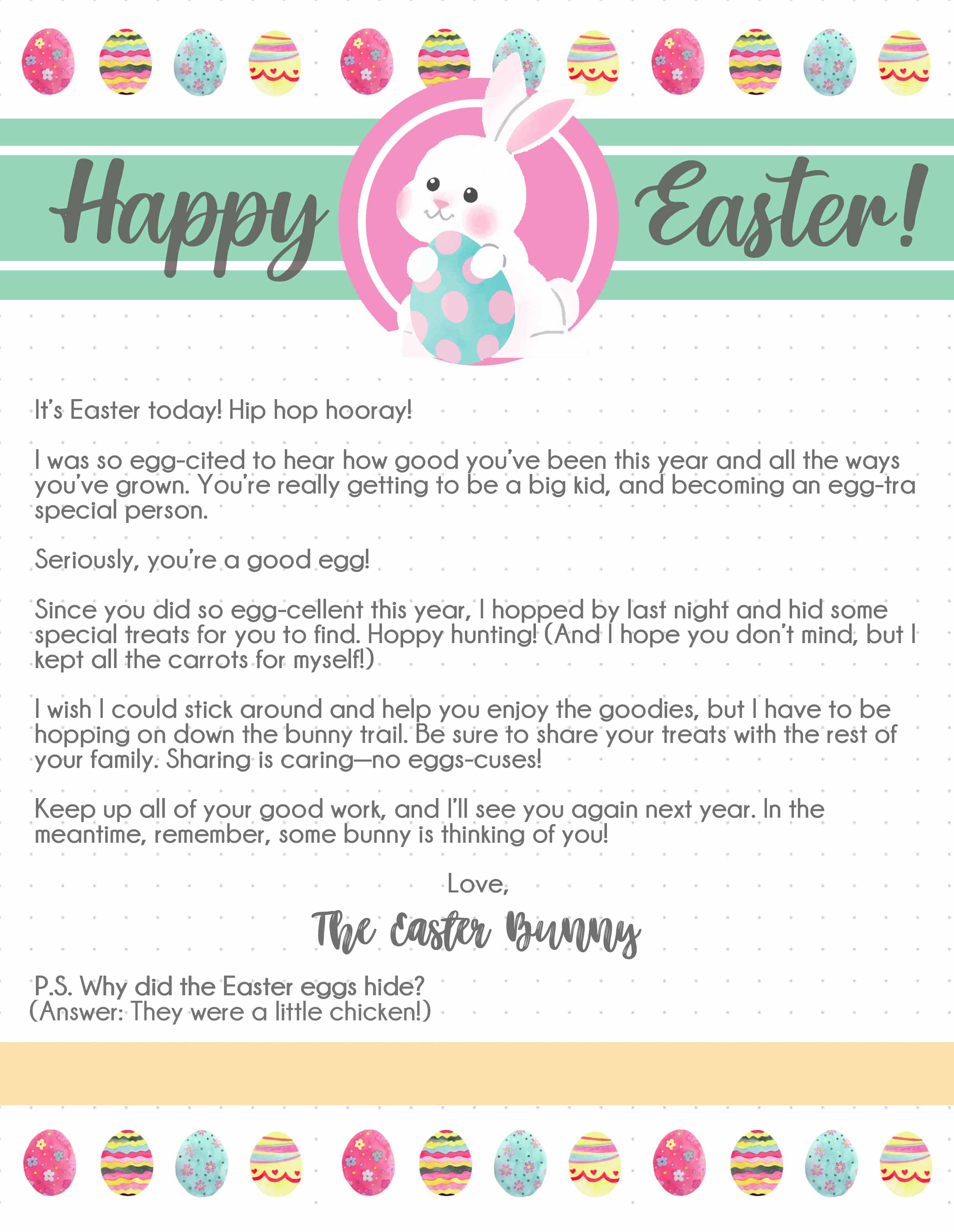 Printable Easter Bunny Letter Template Printable Templates