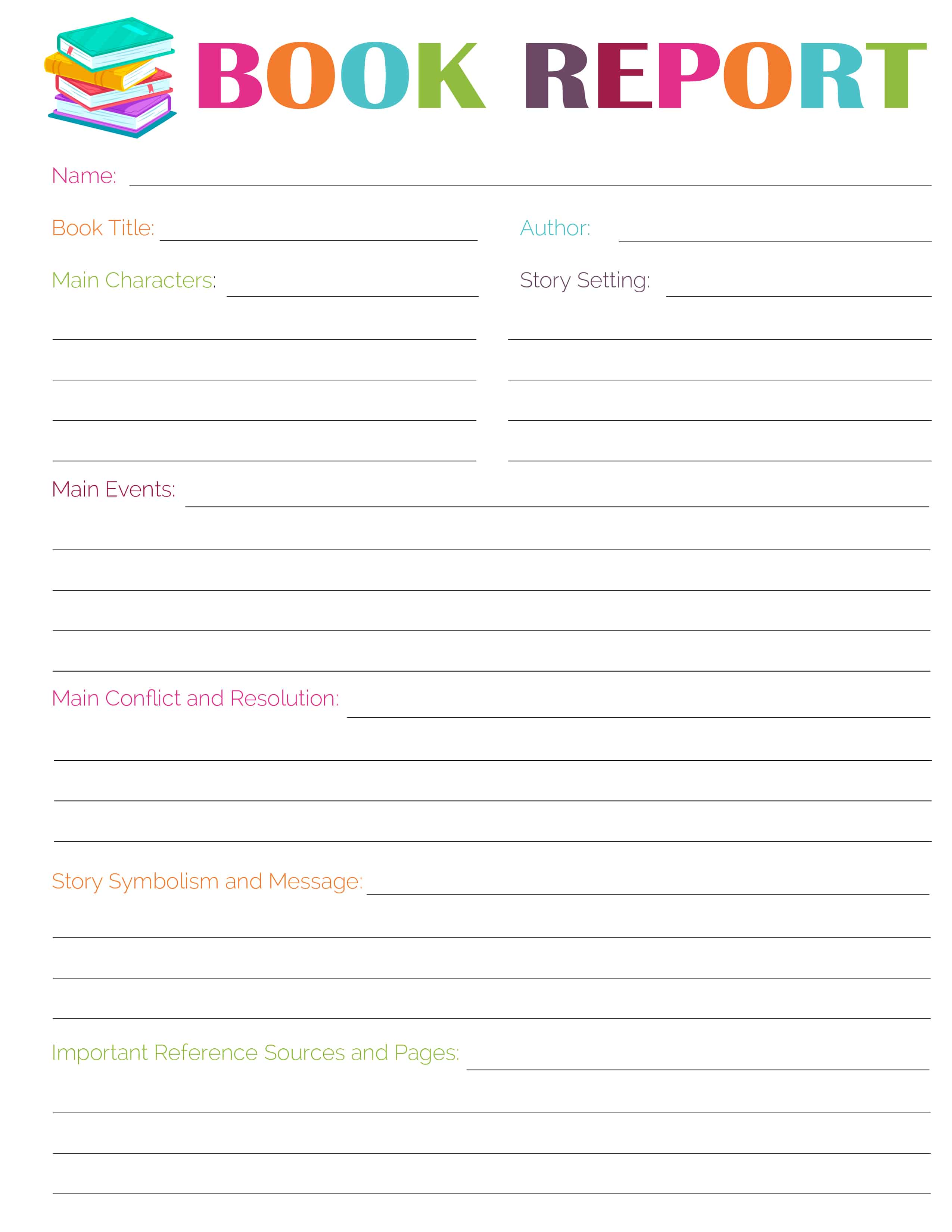 One Page Book Report Template