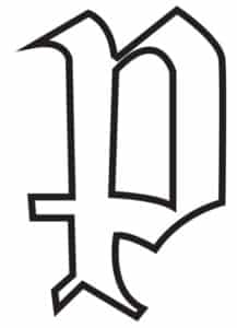 Free Printable Alphabet Letters: Gothic Calligraphy Lowercase P