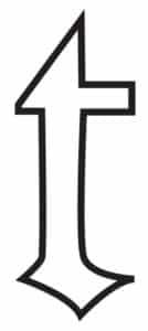 Free Printable Alphabet Letters: Gothic Calligraphy Lowercase T