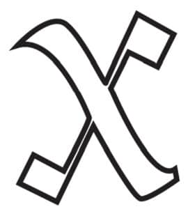 Free Printable Alphabet Letters: Gothic Calligraphy Lowercase X