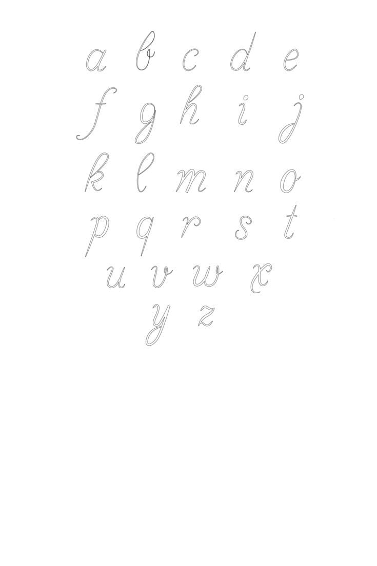 Free Calligraphy Letters Printable: Lowercase Alphabet