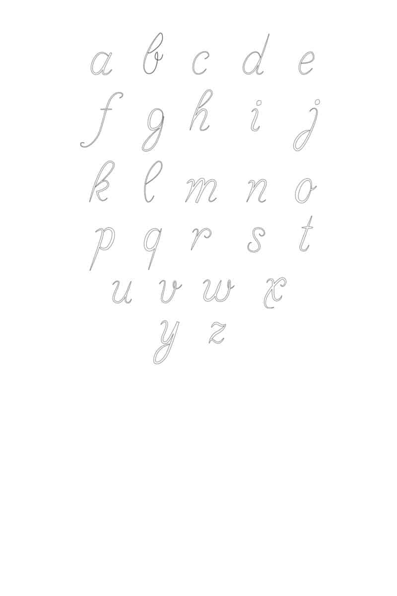 Free Calligraphy Letters Printable: Lowercase Alphabet