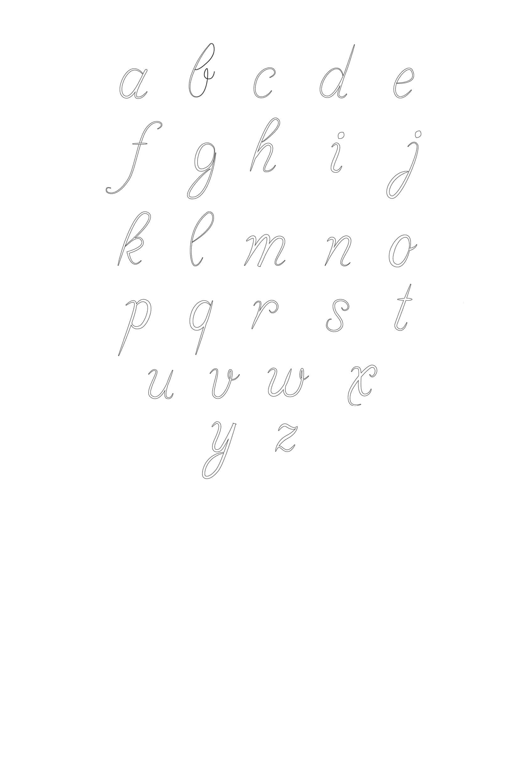 Free Calligraphy Letters Printable: Lowercase Alphabet