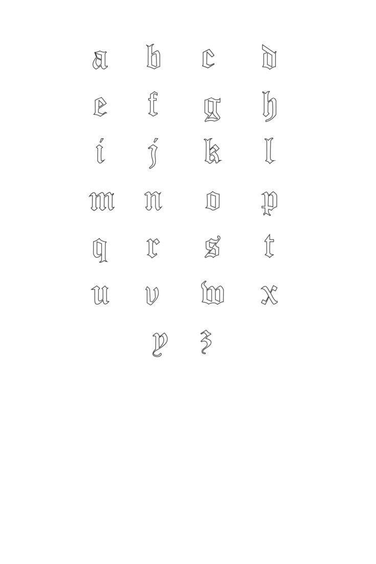 Free Calligraphy Letters Printable: Gothic Lowercase