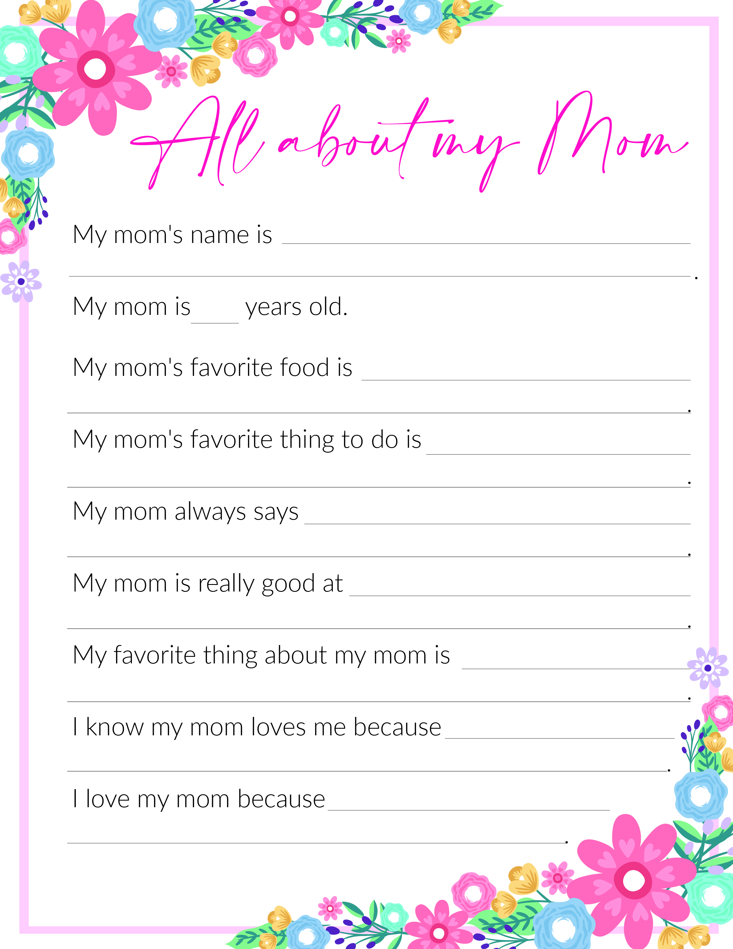 All About Mom Free Printable Printable Templates