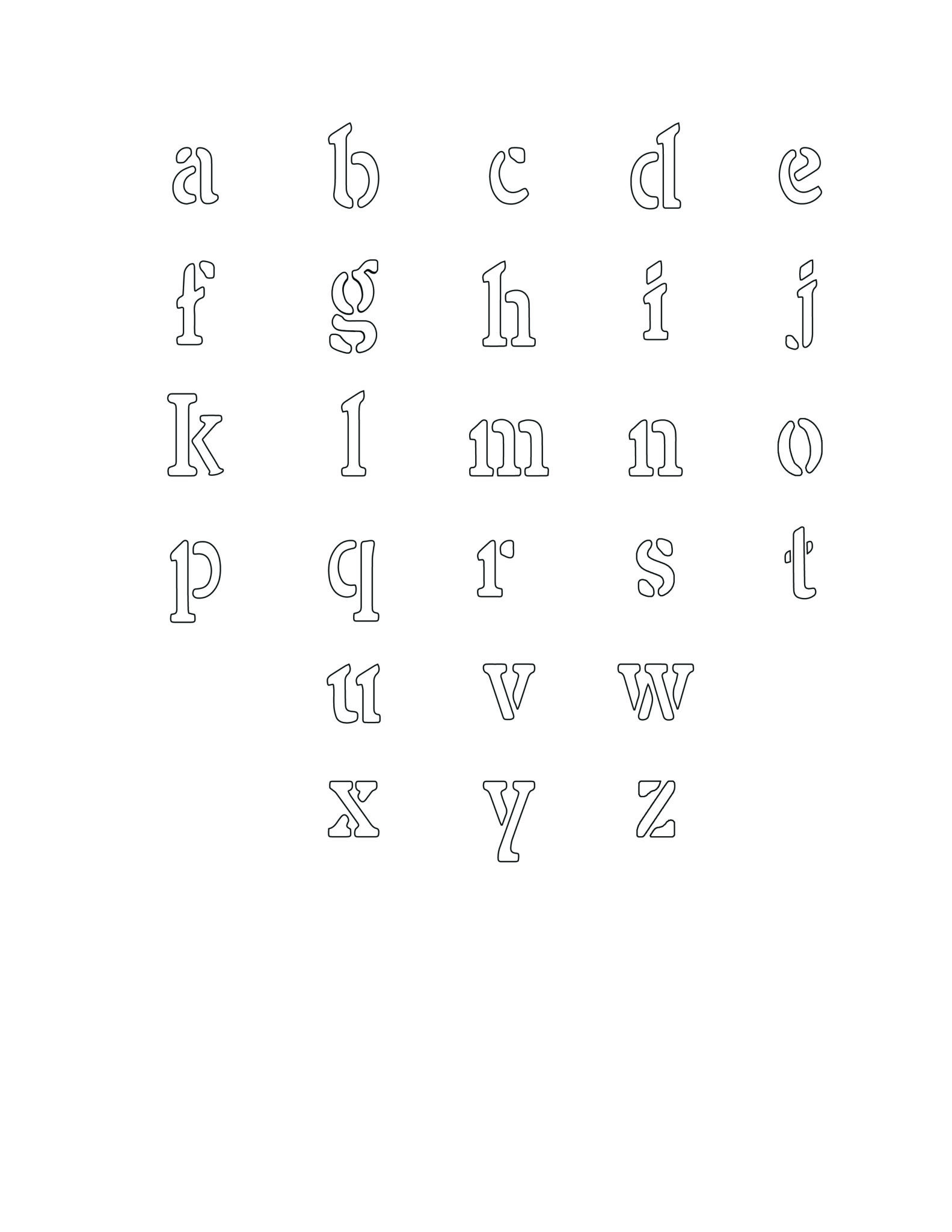 Free Printable Alphabet Stencils Templates: Lowercase