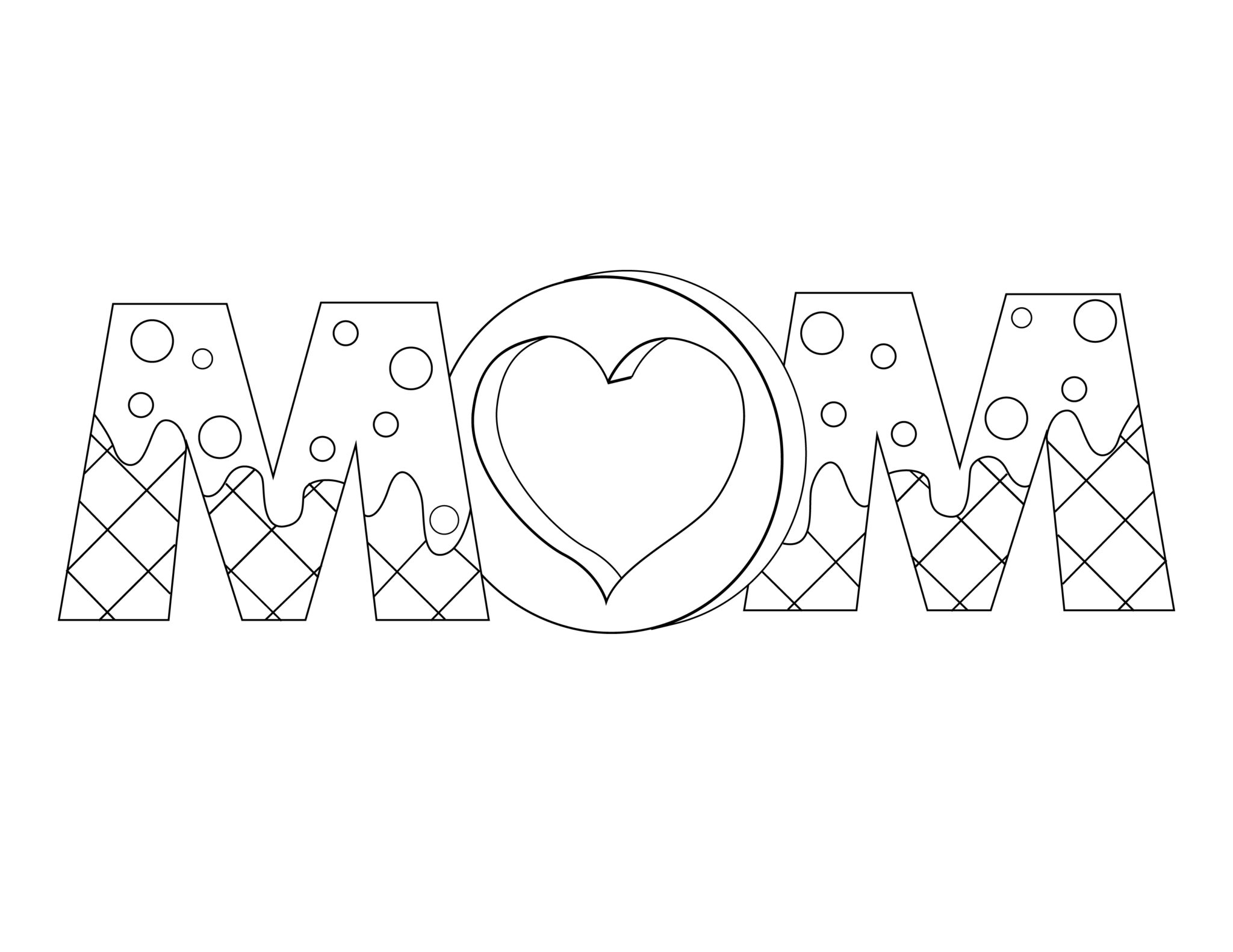 "Mom" in Bubble Letters (3 Free Printables) - Freebie Finding Mom