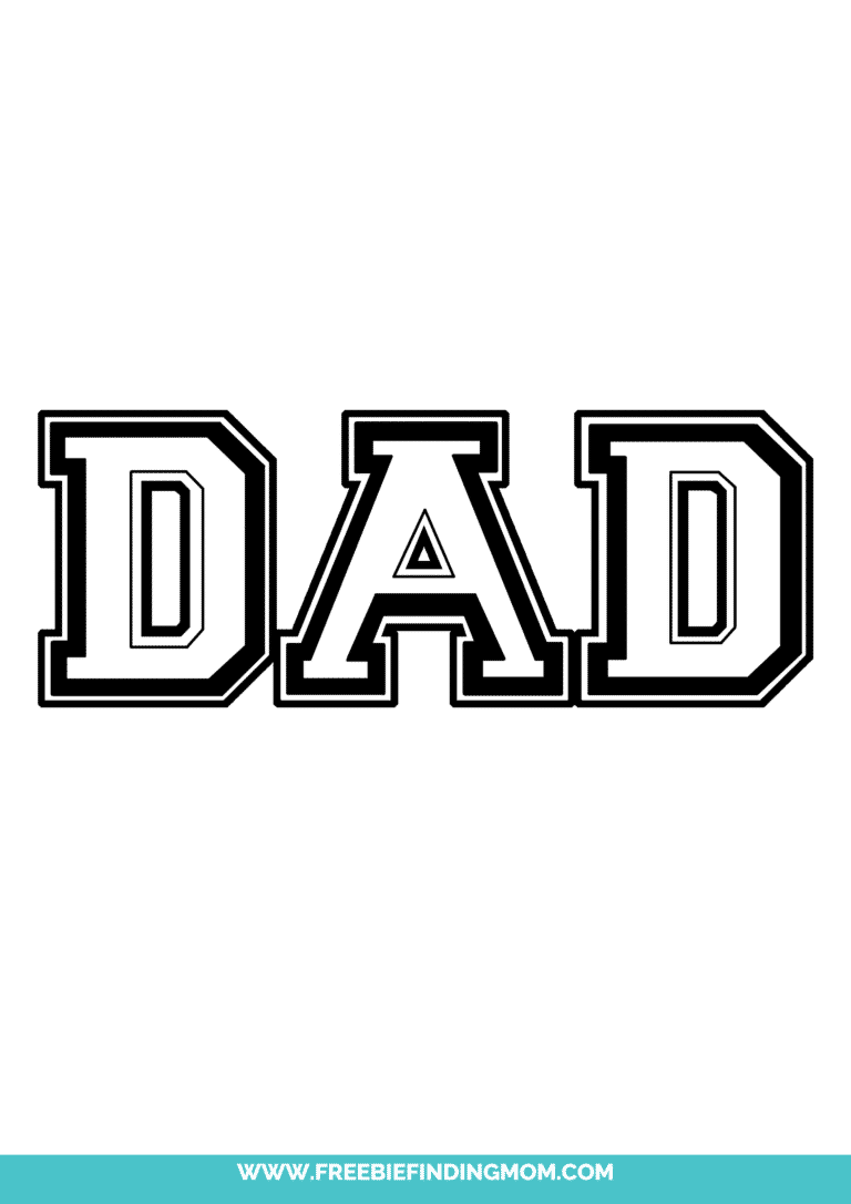 The Word Dad in Bubble Letters (Free Printables) - Freebie Finding Mom
