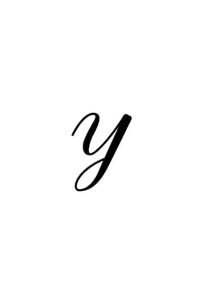 Calligraphy Letters Printable for Beginners: Letter Y
