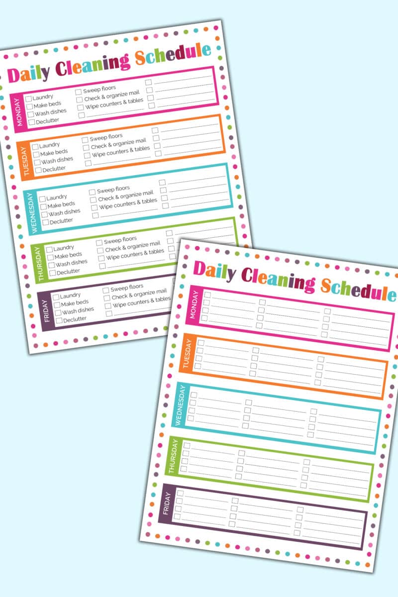 Printable Cleaning Schedules