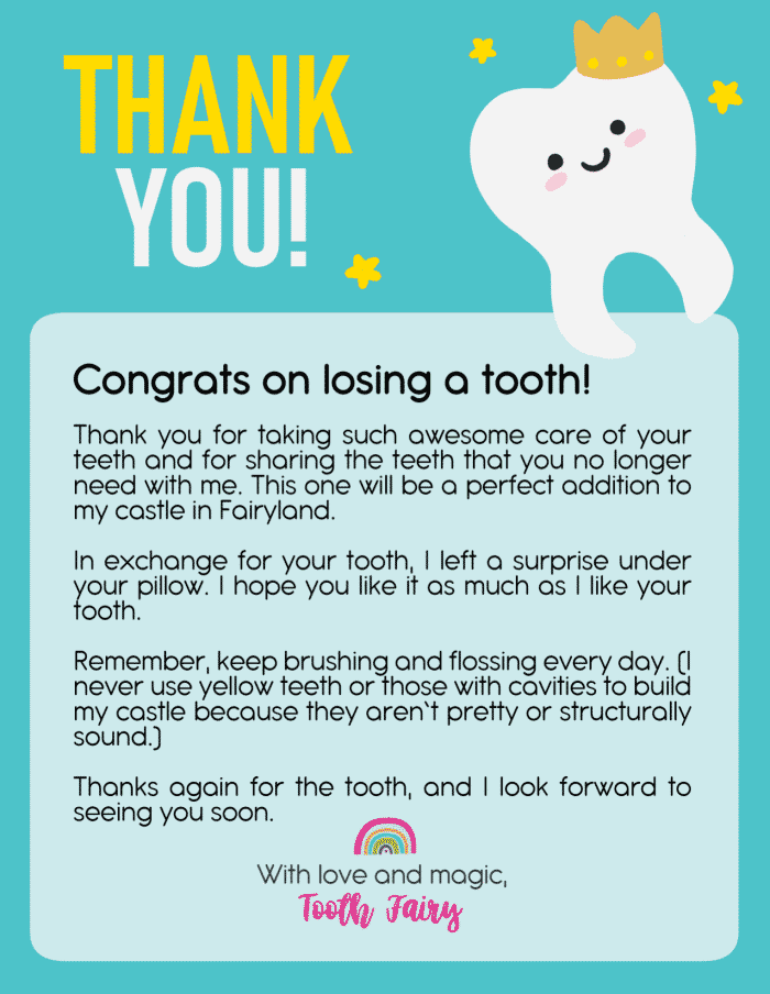 Printable Tooth Fairy Letter Free FREE PRINTABLE TEMPLATES