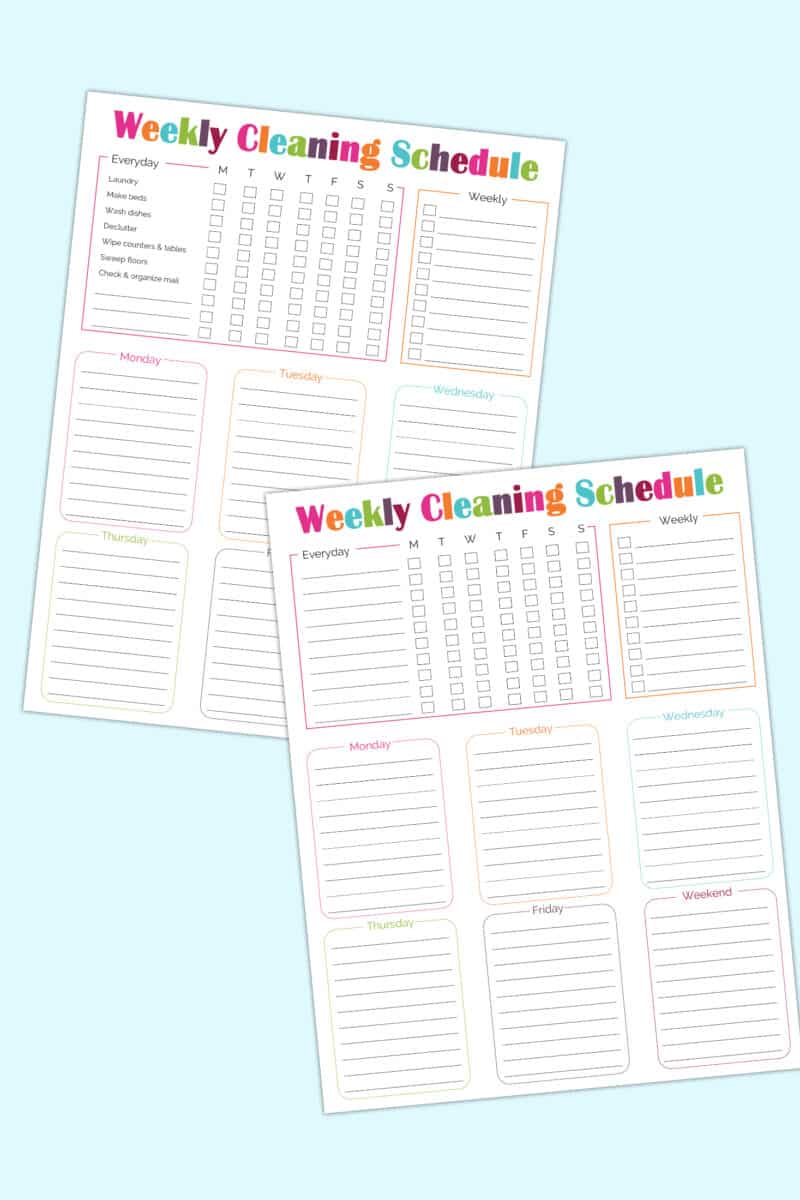 Printable Cleaning Schedules
