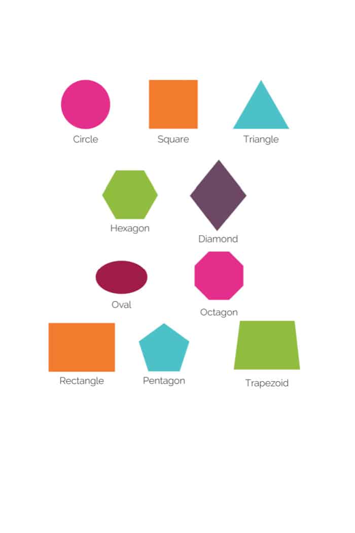 Free Printable 2D Shapes in Color