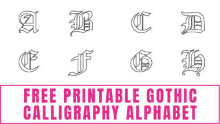 Free Printable Alphabet Letters: Gothic Calligraphy