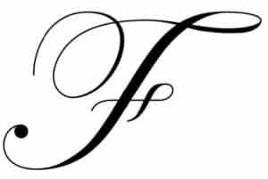 Printable Cursive Letters: Royal Fancy Capital F in Cursive