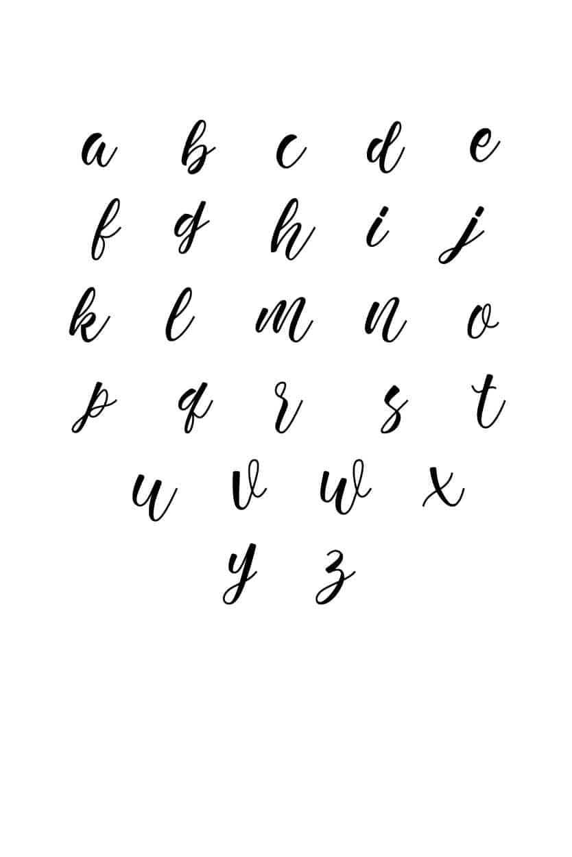 Free Printable Alphabet Letters for Beginners: Calligraphy Lowercase