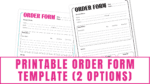 Printable Order Form Template (2 Options)