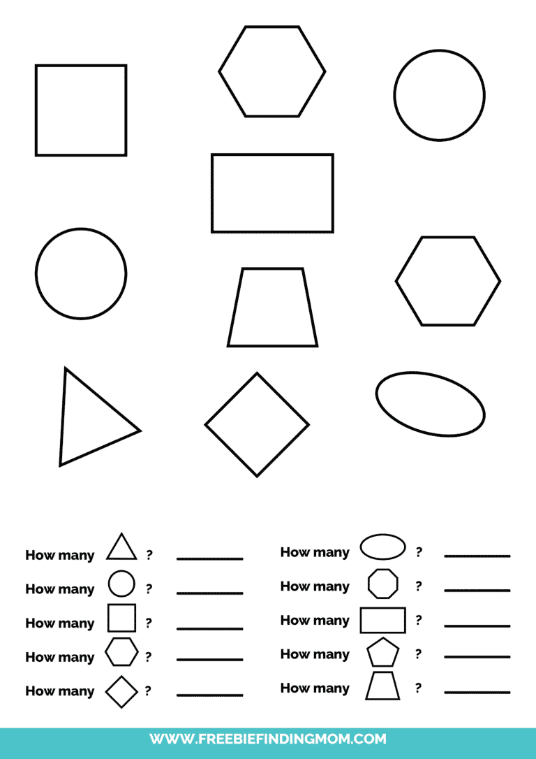 Printable Shapes Worksheets for Kindergarten - Freebie Finding Mom