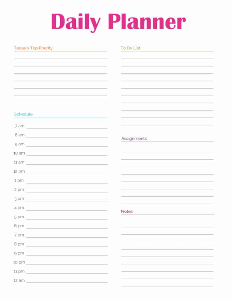 Free Printable Daily Schedule Templates Printable Form Templates And 
