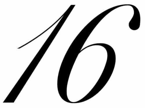 Free Printable Tracing Numbers: Fancy Calligraphy Number 16