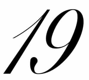 Free Printable Tracing Numbers: Fancy Calligraphy Number 19