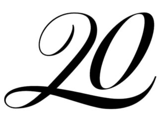 Free Printable Tracing Numbers: Fancy Calligraphy Number 20