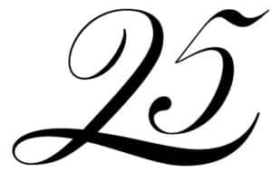 Free Printable Tracing Numbers: Fancy Calligraphy Number 25