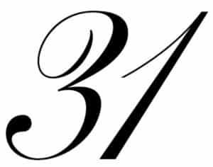 Free Printable Tracing Numbers: Fancy Calligraphy Number 31
