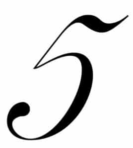 Free Printable Tracing Numbers: Fancy Calligraphy Number 5