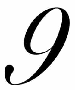 Free Printable Tracing Numbers: Fancy Calligraphy Number 9