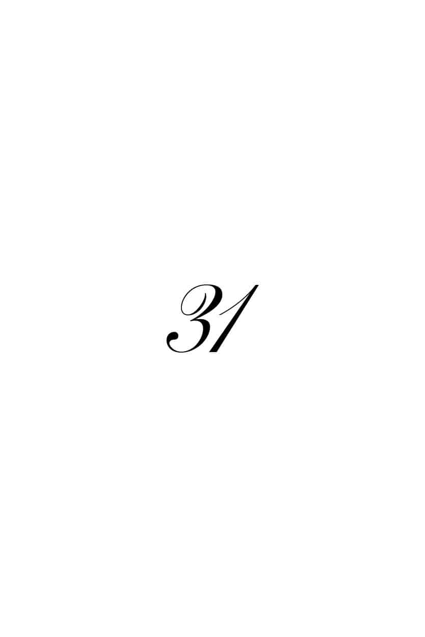 Free Printable Tracing Numbers: Fancy Calligraphy Number 31