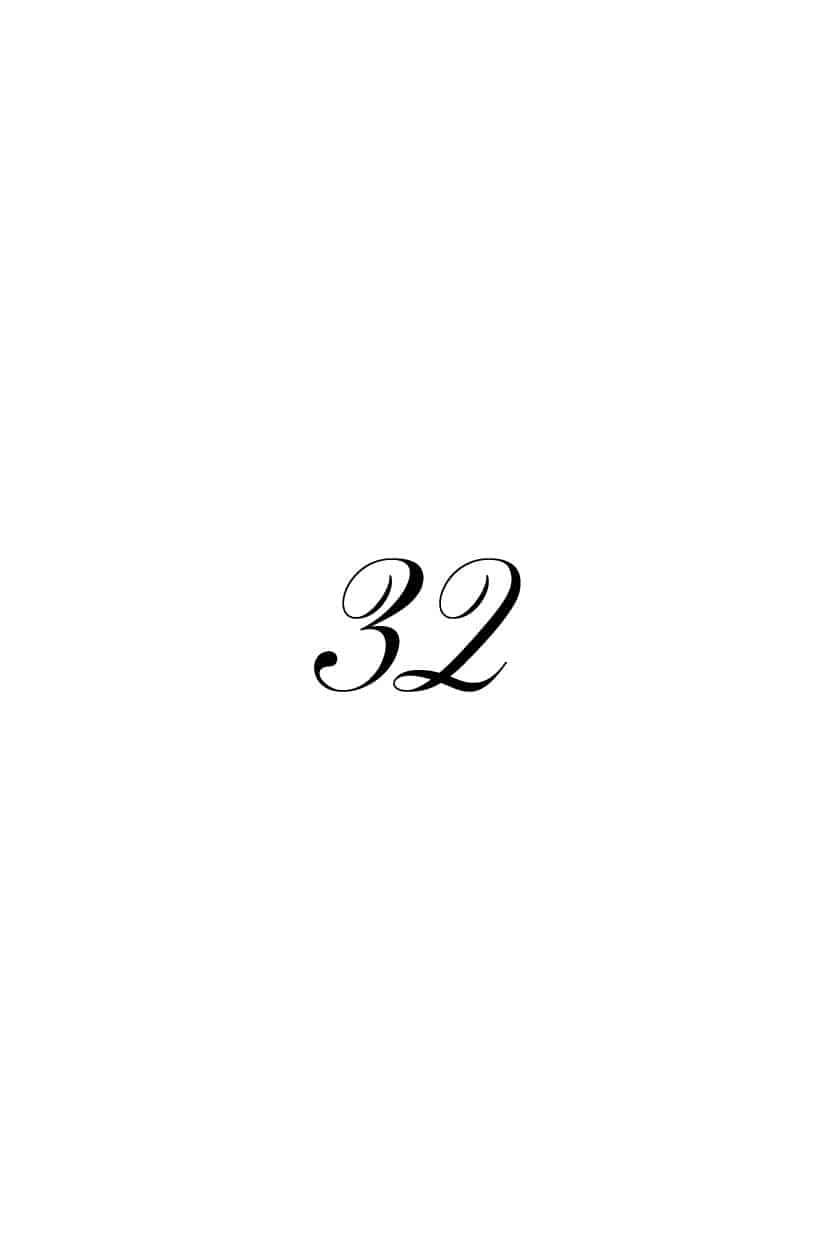 Free Printable Tracing Numbers: Fancy Calligraphy Number 32