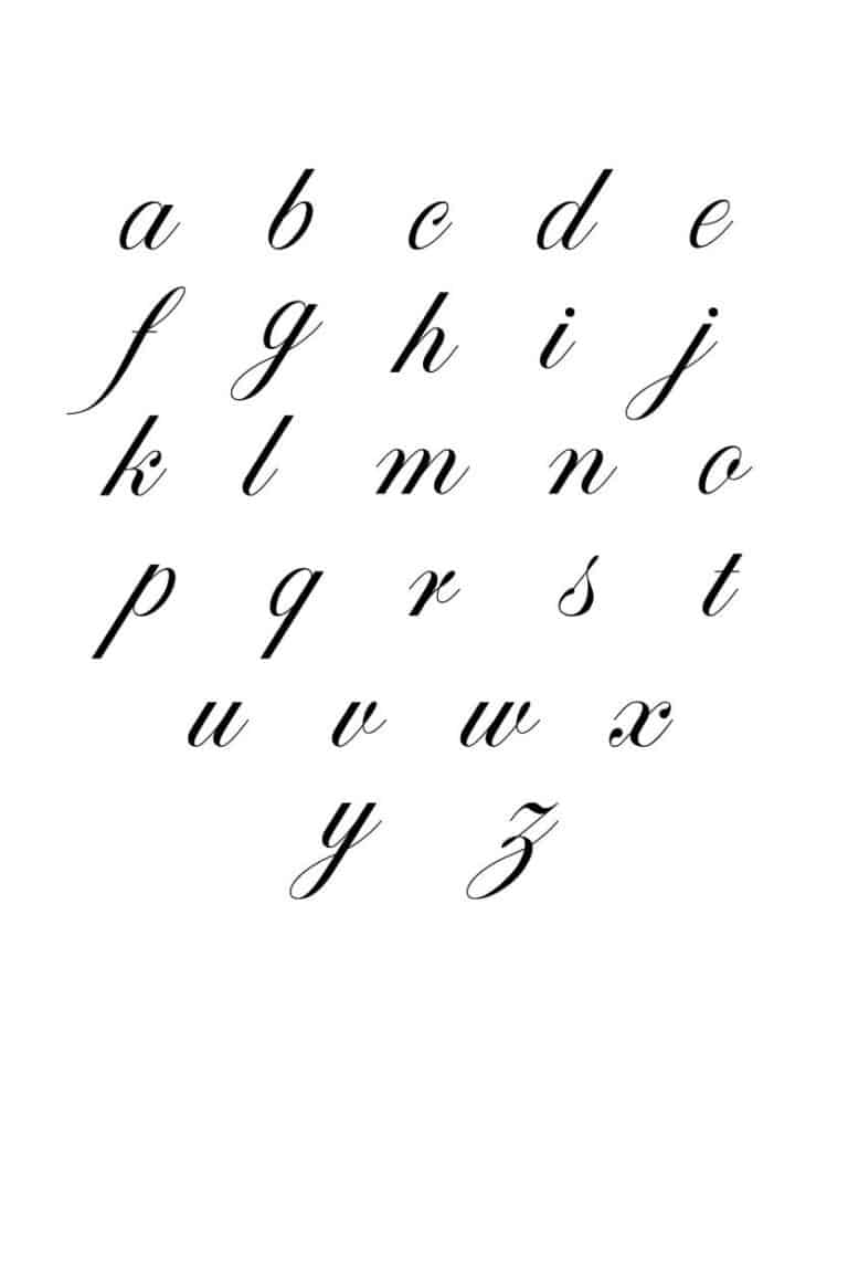 Cursive Alphabet Printable: Royal Fancy Lowercase