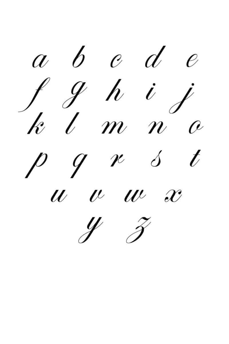 Cursive Alphabet Printable: Royal Fancy Lowercase