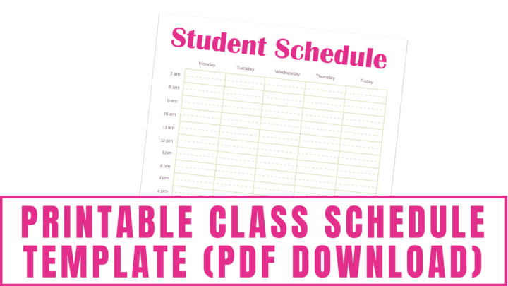 Printable Class Schedule Template (PDF Download)