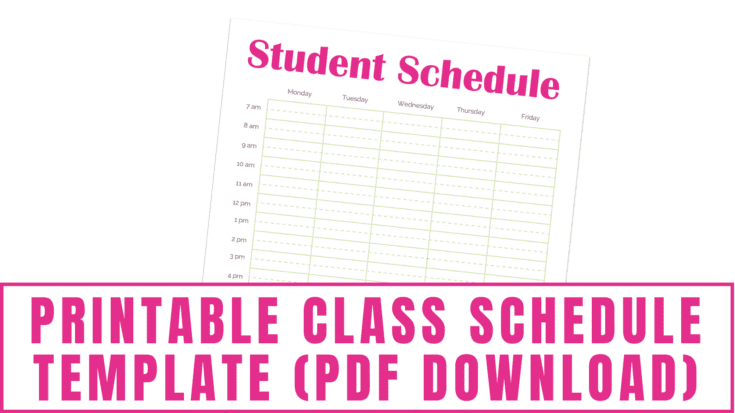 Printable Class Schedule Template (PDF Download)