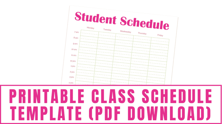 Printable Class Schedule Template (PDF Download)