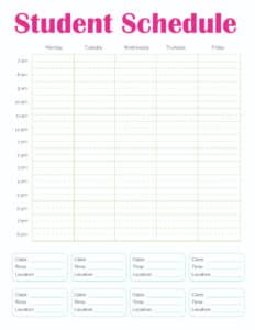 Printable Class Schedule Template (PDF Download)