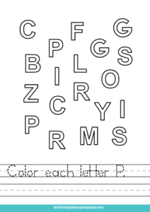 Letters of the Alphabet Printable Worksheets: Words that Start with P