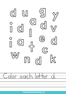 Letters of the Alphabet Printable Worksheets: Words that Start with D