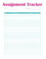 Student Assignment Tracker Template Printable