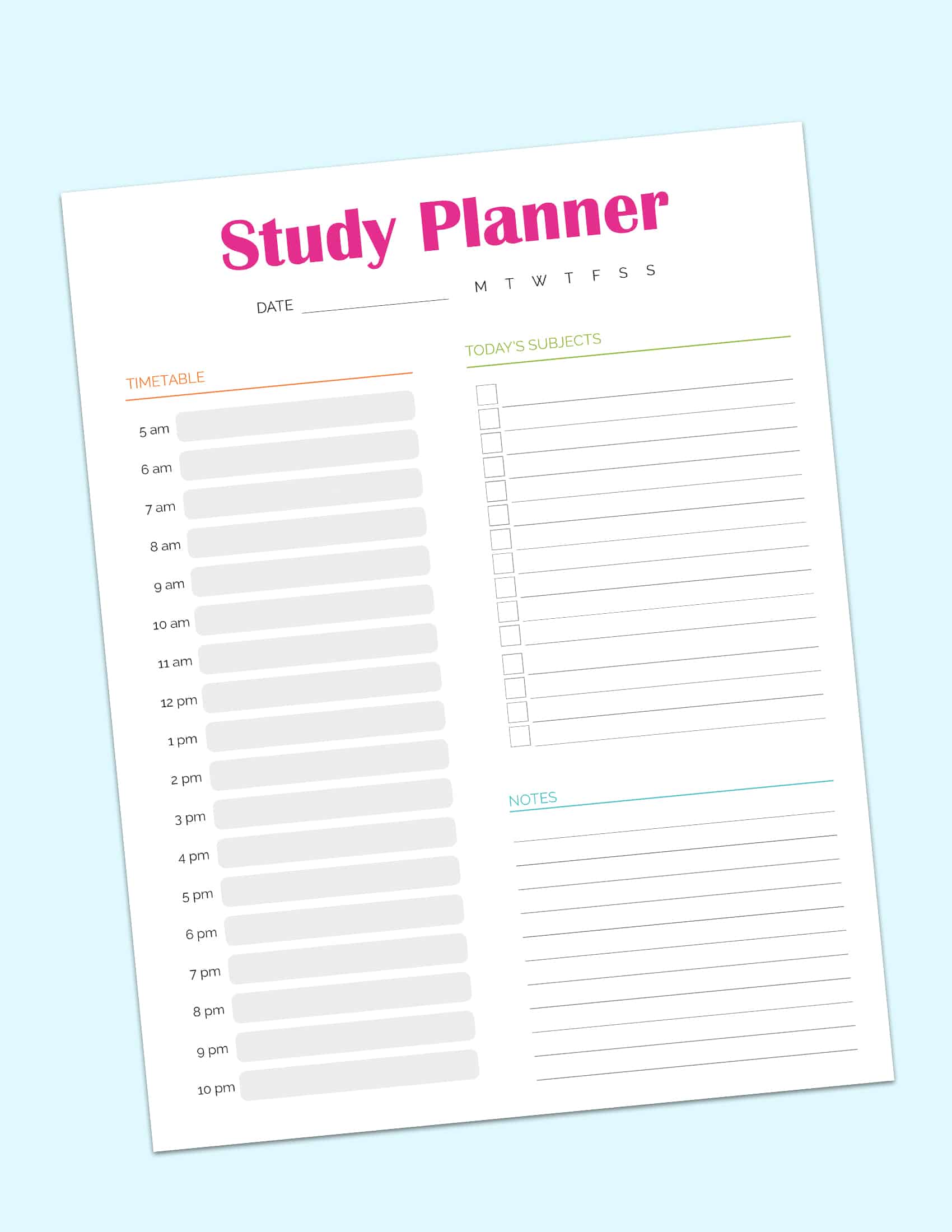 Study Planner Printable PDF Download Freebie Finding Mom