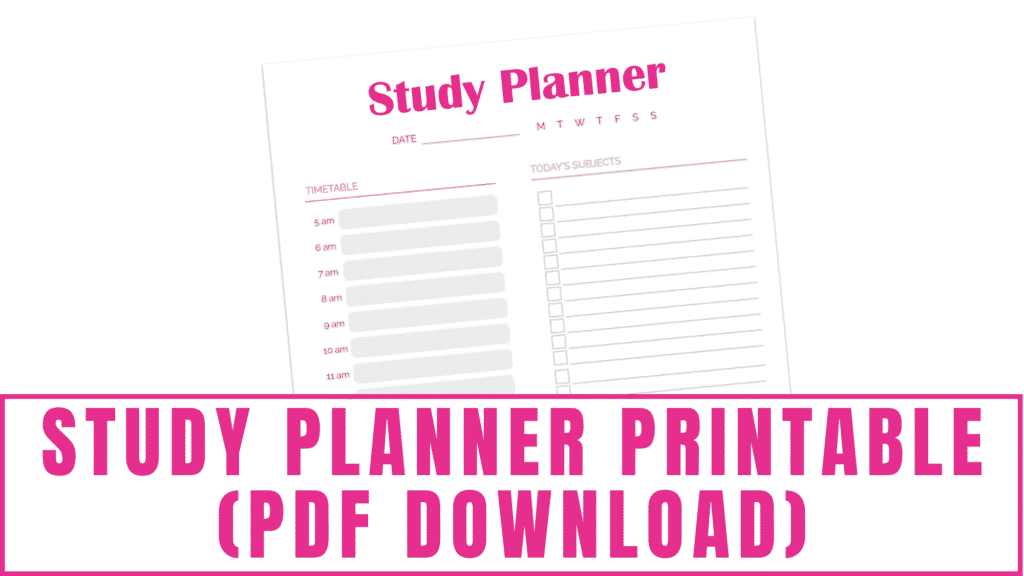 Study Planner Printable (PDF Download)
